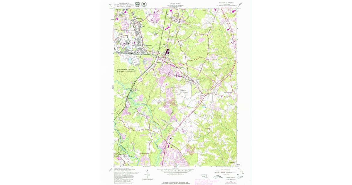 1957 Map of Odenton, MD — High-Res, 1980 Print | Pastmaps