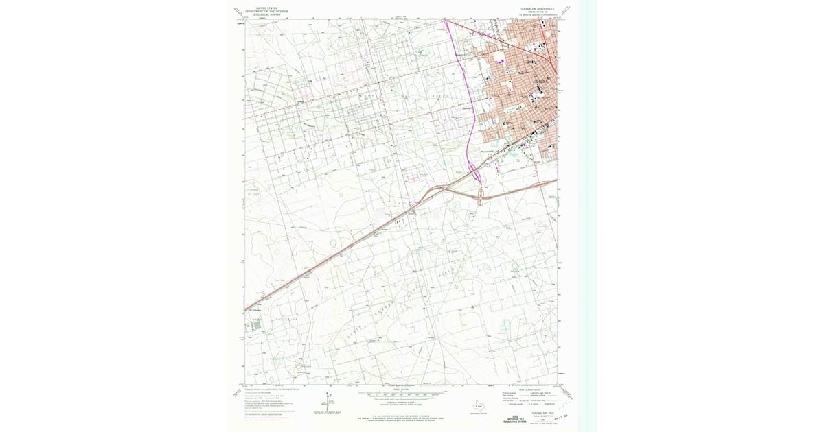 1964 Map of Odessa SW, Ector County, TX — High-Res, 1975 Print | Pastmaps