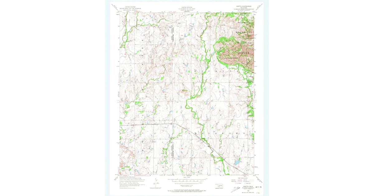 1956 Map of Odetta, Comanche County, OK — High-Res | Pastmaps
