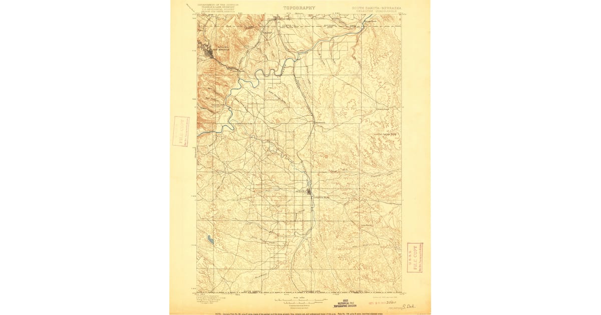 1900 Map of Oelrichs, SD — High-Res, 1916 Print | Pastmaps