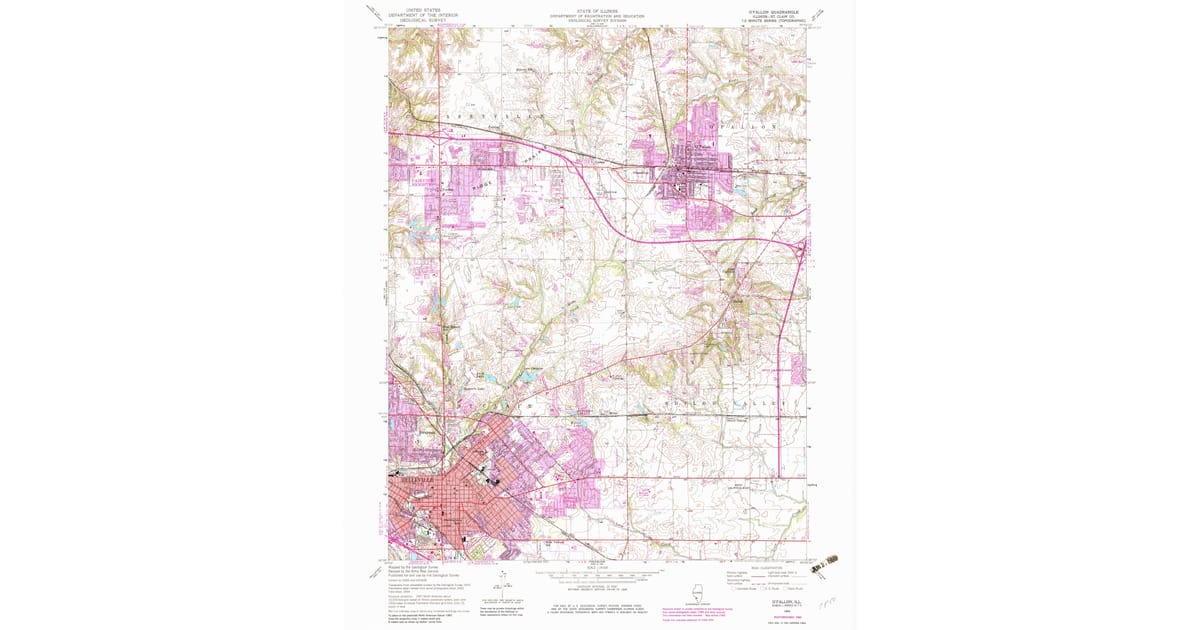 1954 Map of O'Fallon, IL — High-Res, 1982 Print | Pastmaps