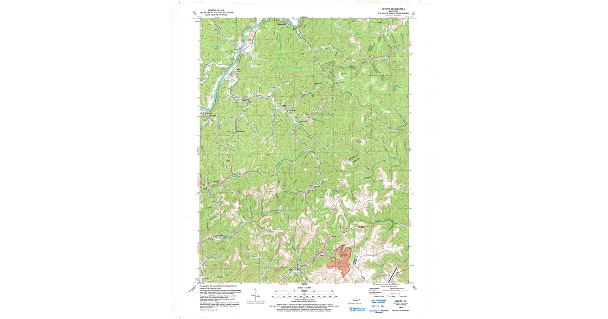 1992 Map of Offutt, Johnson County, KY — High-Res | Pastmaps