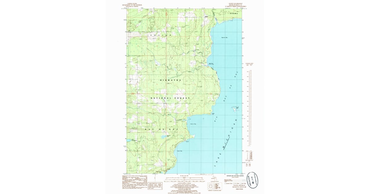 1985 Map of Ogontz, Delta County, MI — High-Res | Pastmaps