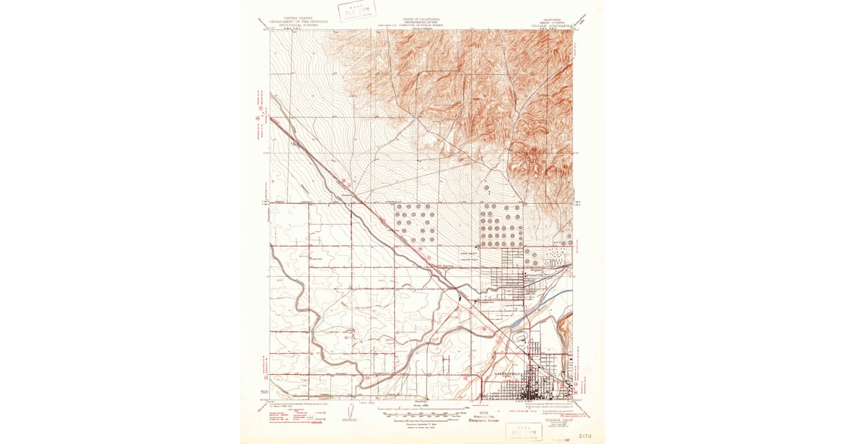 1935 Map of Oildale, CA — High-Res, 1947 Print | Pastmaps