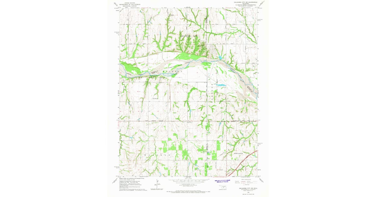 1965 Map of Oklahoma City SW, Grady County, OK — High-Res | Pastmaps