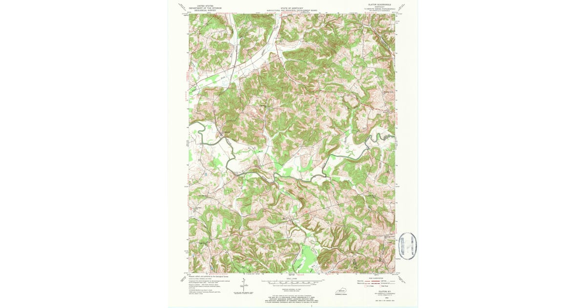 1954 Map of Olaton, Ohio County, KY — High-Res, 1984 Print | Pastmaps