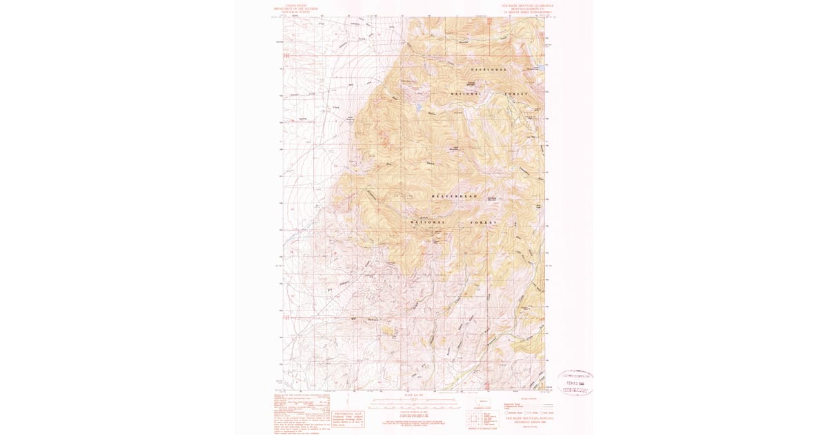 1989 Map of Old Baldy Mountain, Madison County, MT — High-Res | Pastmaps