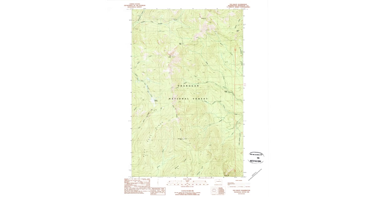 1989 Map of Old Baldy, Okanogan County, WA — High-Res | Pastmaps