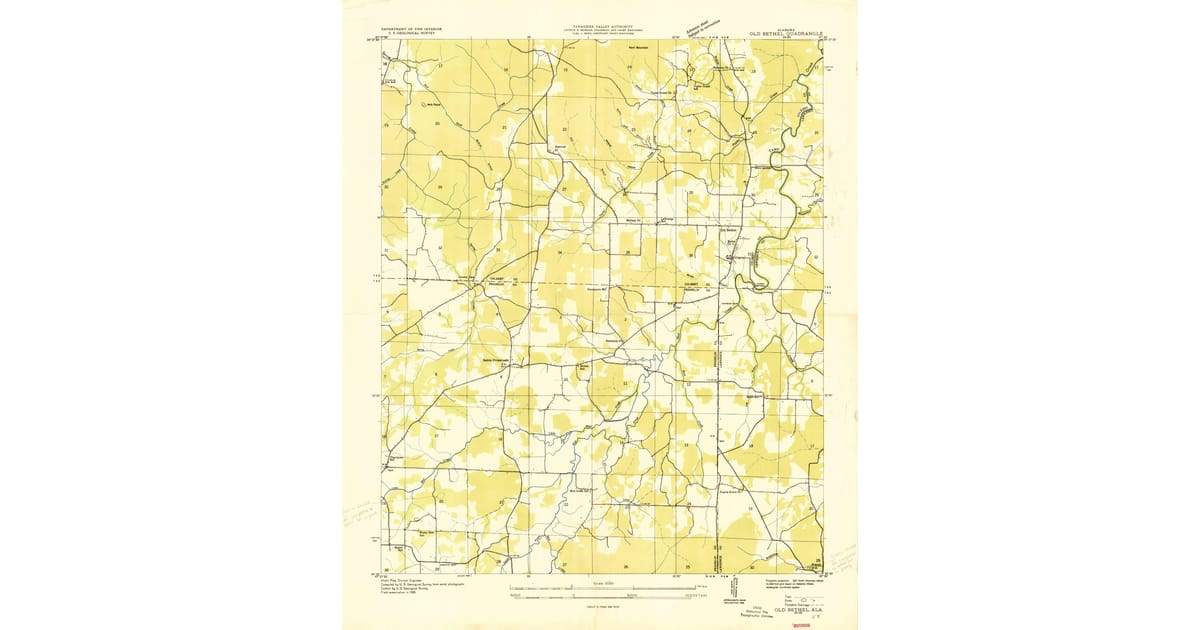 1936 Map of Old Bethel, Colbert County, AL — High-Res | Pastmaps