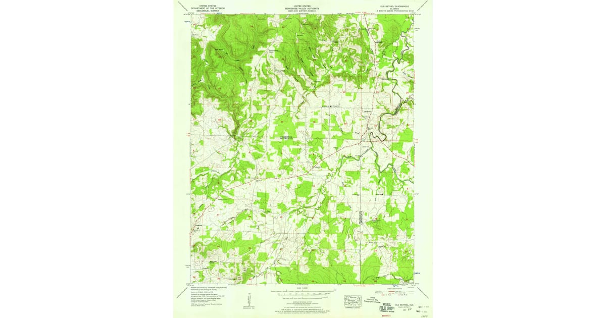 1957 Map of Old Bethel, Colbert County, AL — High-Res | Pastmaps