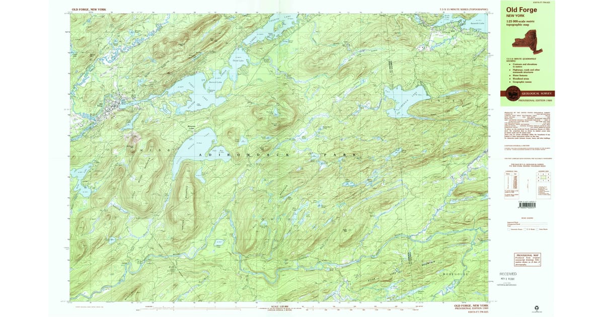 1989 Map of Old Forge, NY — High-Res | Pastmaps