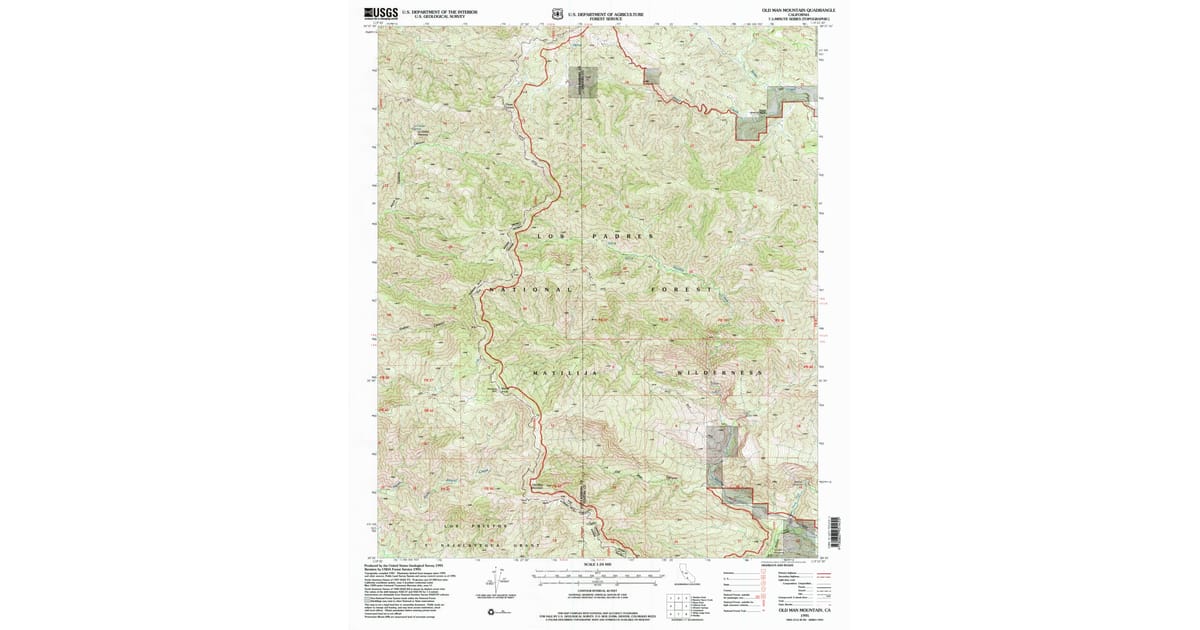 1995 Map of Old Man Mountain, Santa Barbara County, CA — High-Res ...