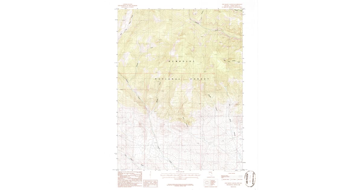1986 Map of Old Mans Canyon, White Pine County, NV — High-Res | Pastmaps