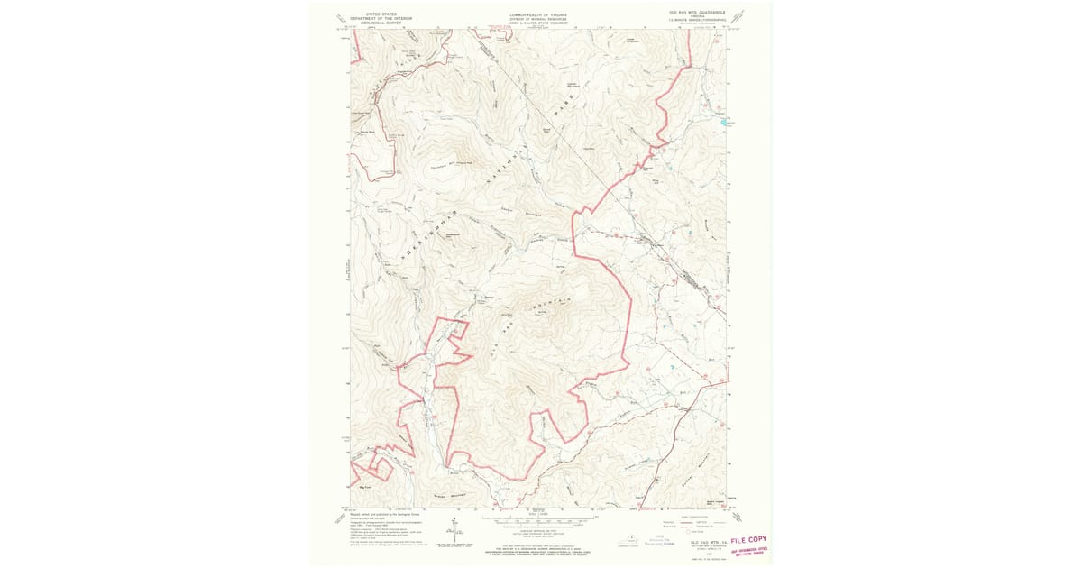 1965 Map of Old Rag Mtn, Madison County, VA — High-Res | Pastmaps