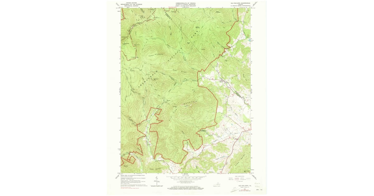 1965 Map of Old Rag Mtn, Madison County, VA — High-Res, 1973 Print ...