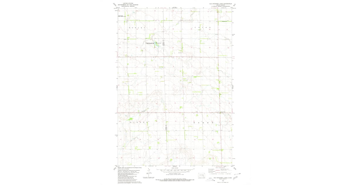 1980 Map of Old Stickney Lake, Davison County, SD — High-Res | Pastmaps