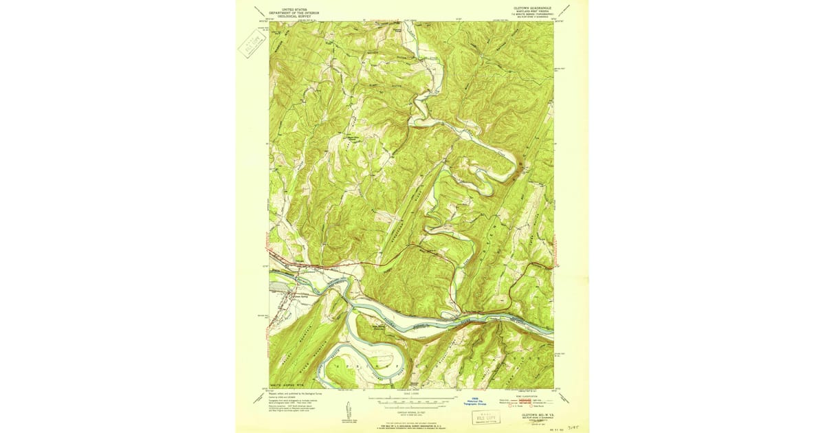 1951 Map of Oldtown, MD — High-Res, 1951 Print #2 | Pastmaps