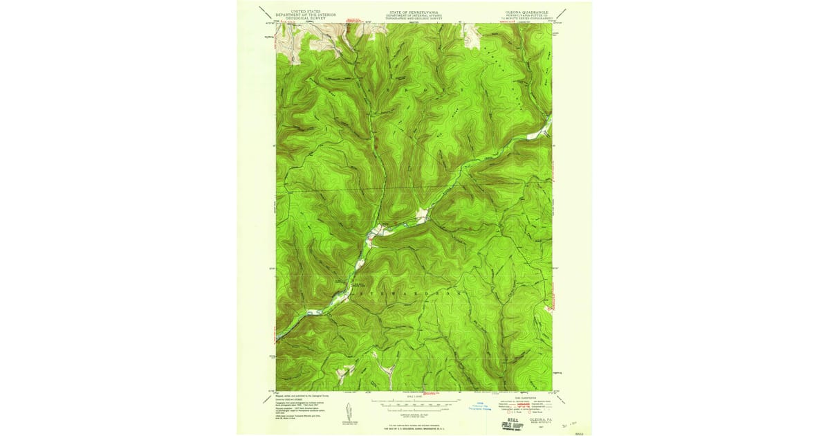 1947 Map of Oleona, Potter County, PA — High-Res | Pastmaps