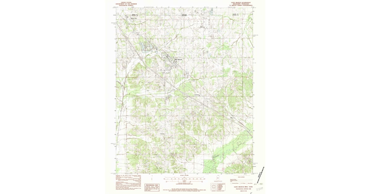 1982 Map of Olive Branch, MS — High-Res | Pastmaps