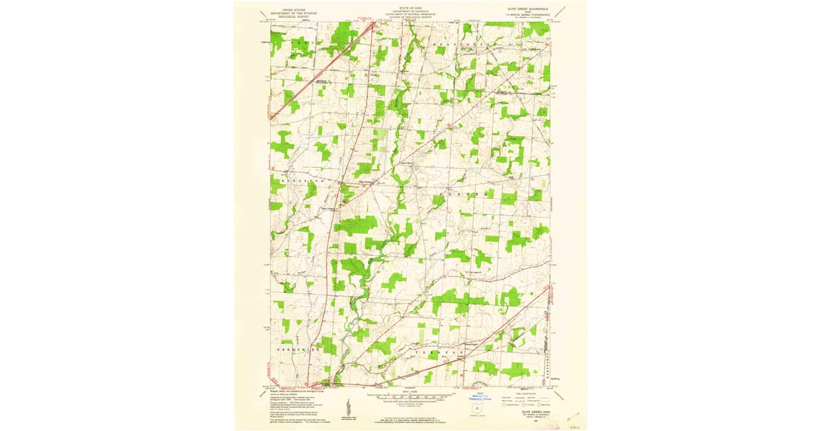 1961 Map of Olive Green, Delaware County, OH — High-Res | Pastmaps