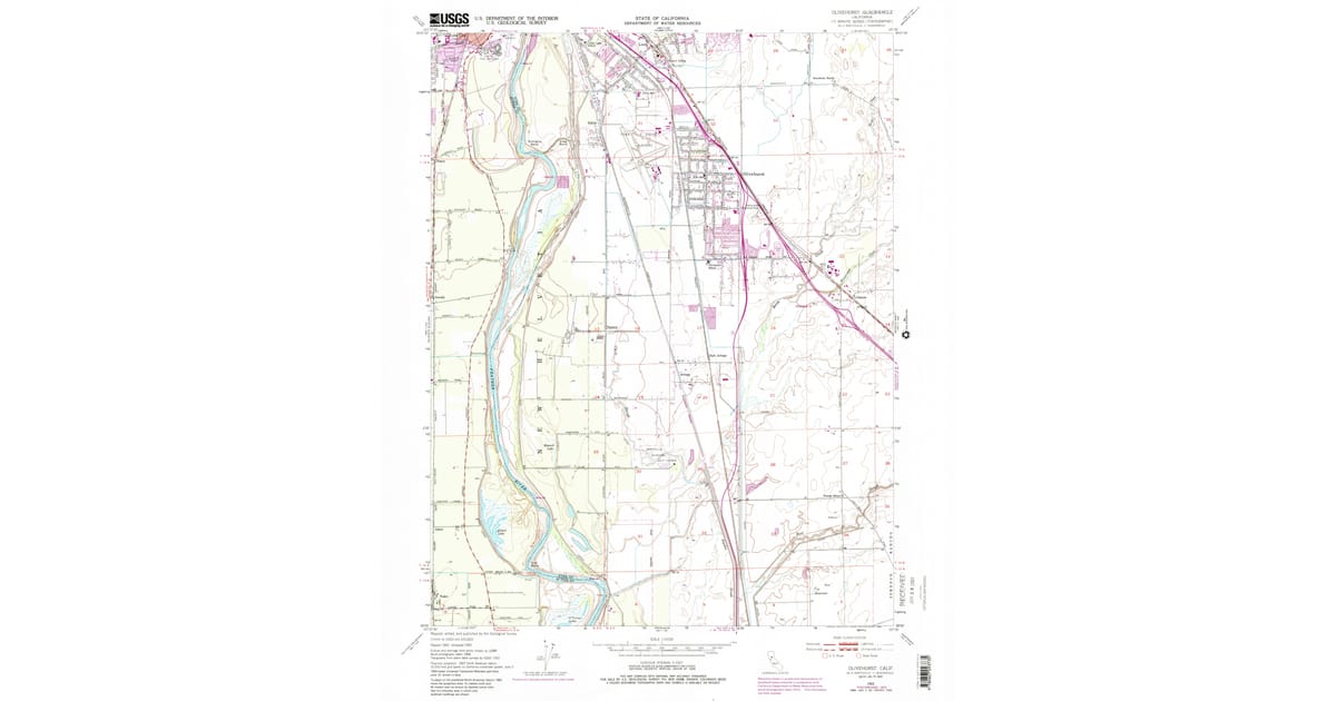 1952 Map of Olivehurst, CA — High-Res, 1974 Print | Pastmaps