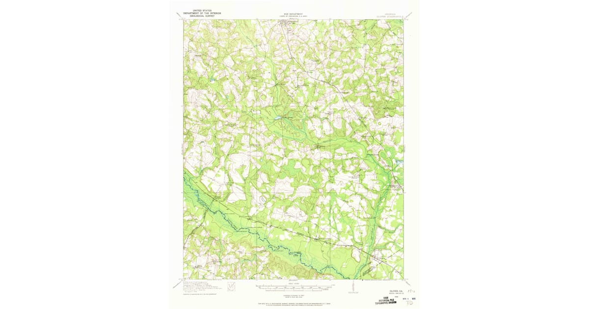 Old Maps of Oliver, GA for Academic Research | Pastmaps