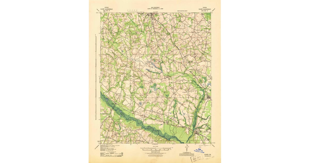 1943 Map of Oliver, GA — High-Res | Pastmaps