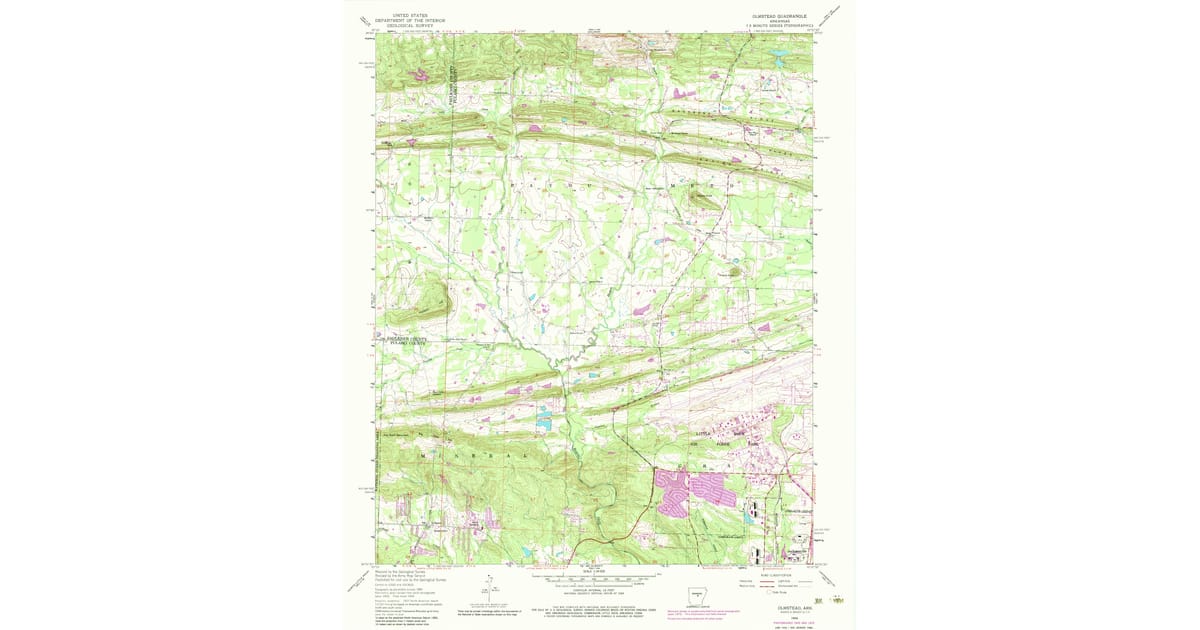 1954 Map of Olmstead, Pulaski County, AR — High-Res, 1984 Print | Pastmaps