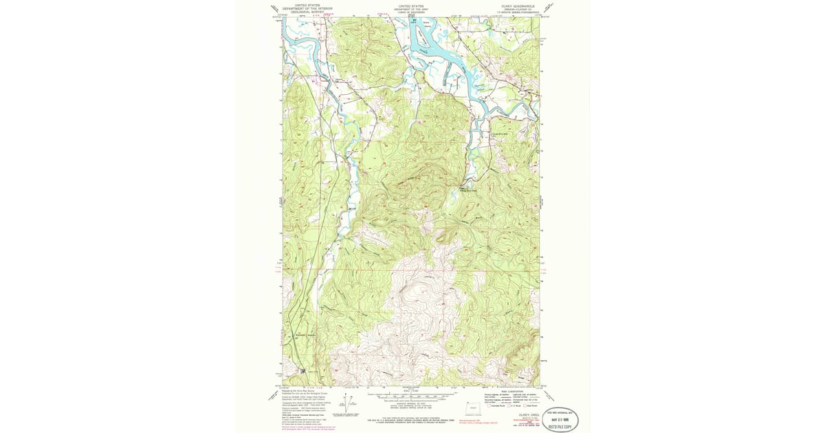 1949 Map of Olney, Clatsop County, OR — High-Res, 1986 Print | Pastmaps