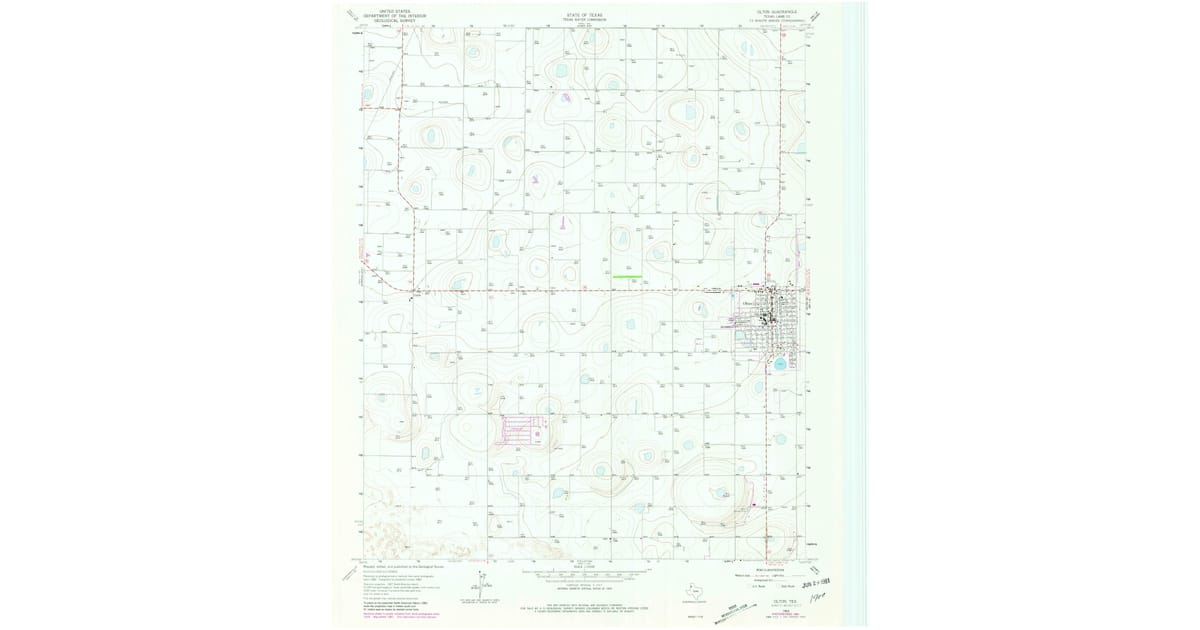 1963 Map of Olton, TX — High-Res, 1981 Print | Pastmaps