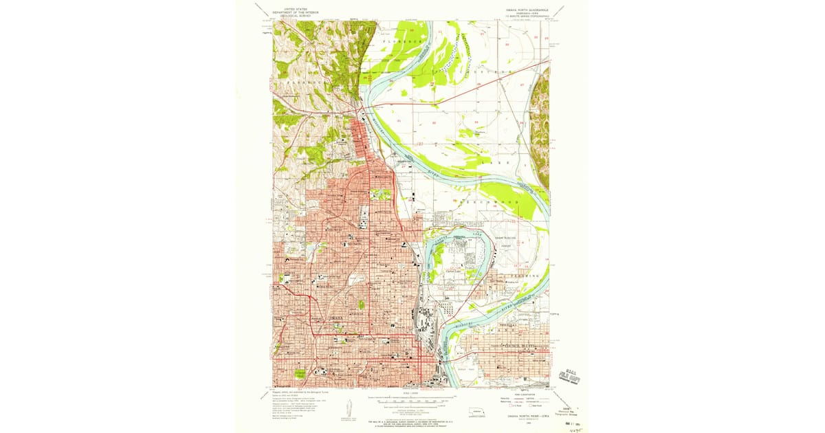 1956 Map of Omaha North, Douglas County, NE — High-Res | Pastmaps
