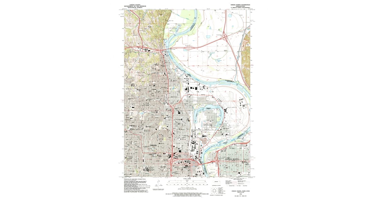 1994 Map of Omaha North, Douglas County, NE — High-Res | Pastmaps