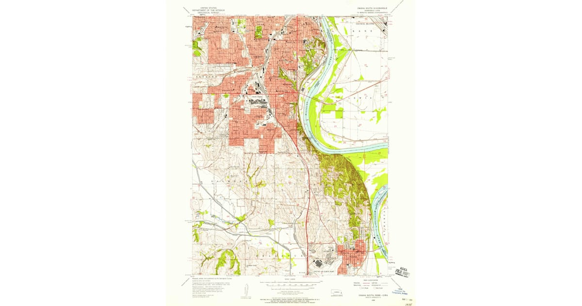1956 Map of Omaha South, Sarpy County, NE — High-Res | Pastmaps