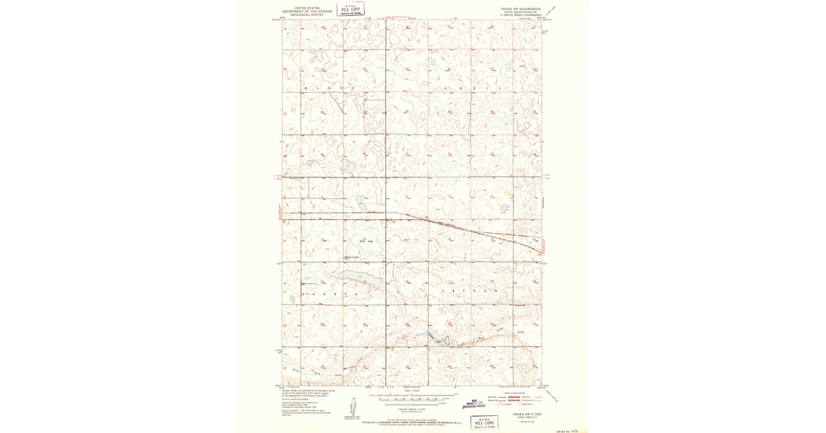 1952 Map of Onaka SW, Faulk County, SD — High-Res | Pastmaps