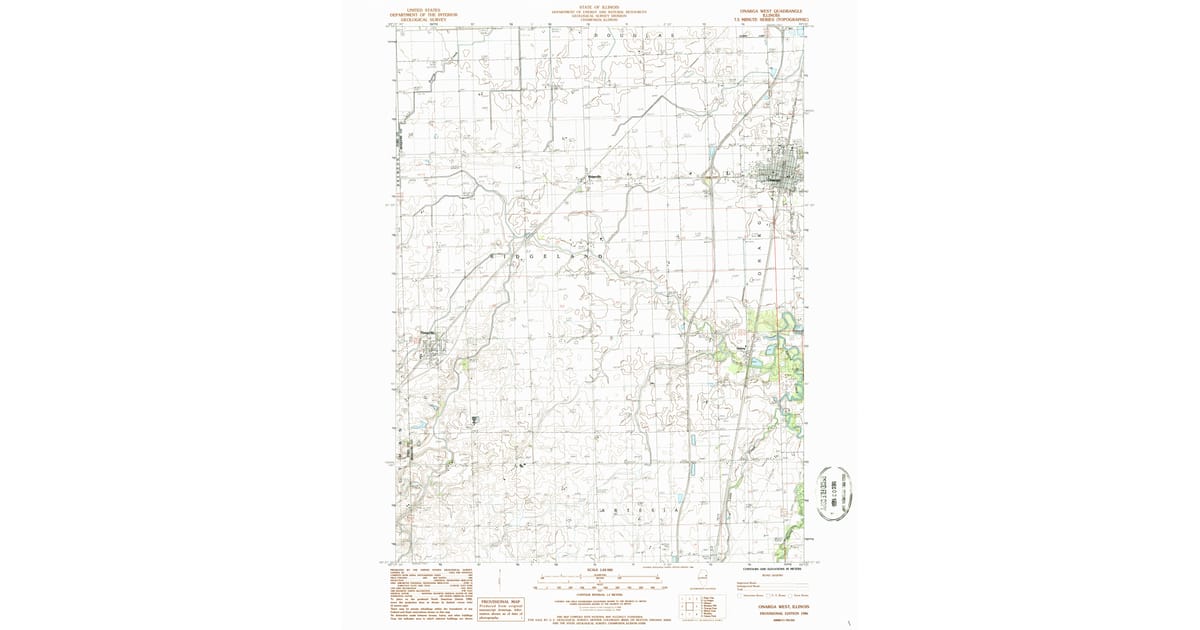 1986 Map of Onarga West, Iroquois County, IL — High-Res | Pastmaps