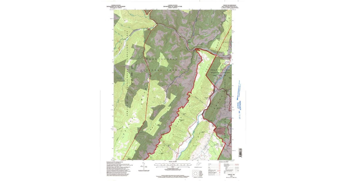 1995 Map of Onego, Pendleton County, WV — High-Res | Pastmaps