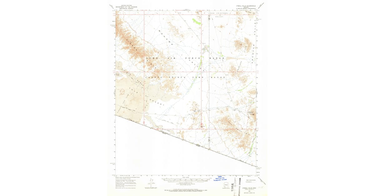 1965 Map of O'Neill Hills, Yuma County, AZ — High-Res | Pastmaps