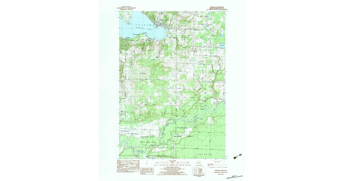 1982 Map of Onekama, MI — High-Res | Pastmaps