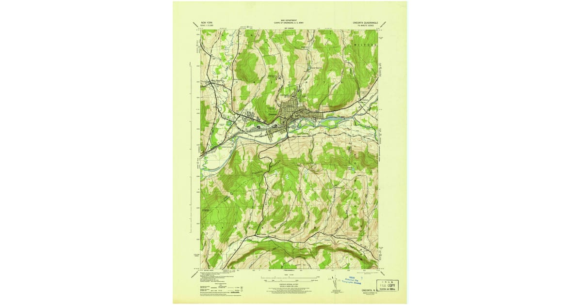 1945 Map of Oneonta, NY — High-Res | Pastmaps