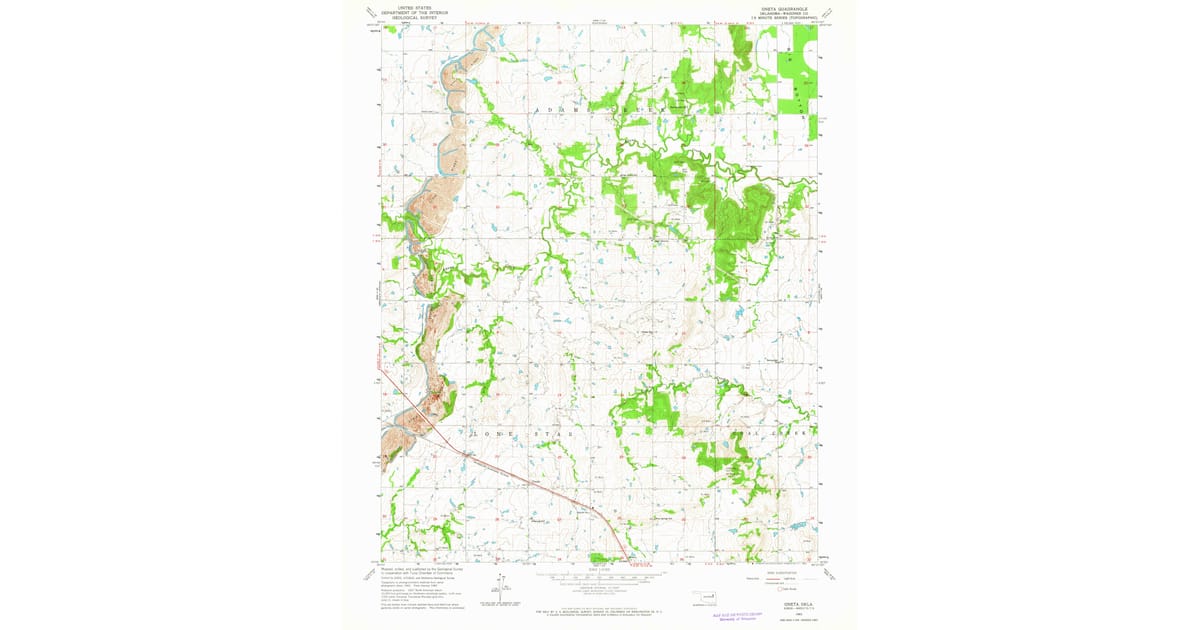 1963 Map of Oneta, Wagoner County, OK — High-Res | Pastmaps