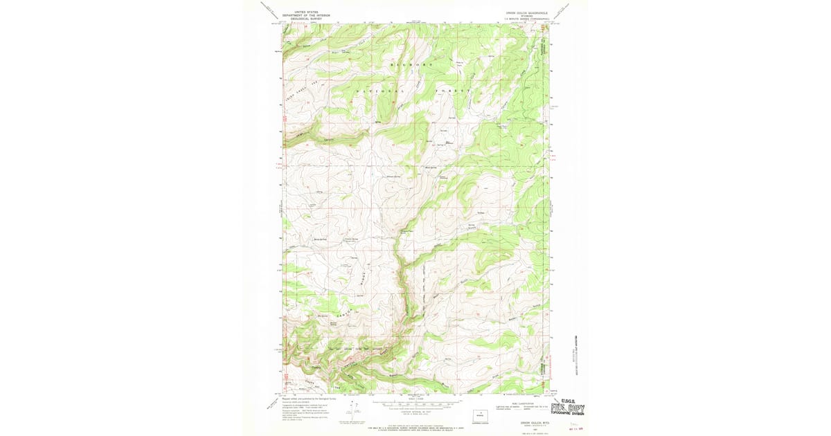 1967 Map of Onion Gulch, Washakie County, WY — High-Res | Pastmaps