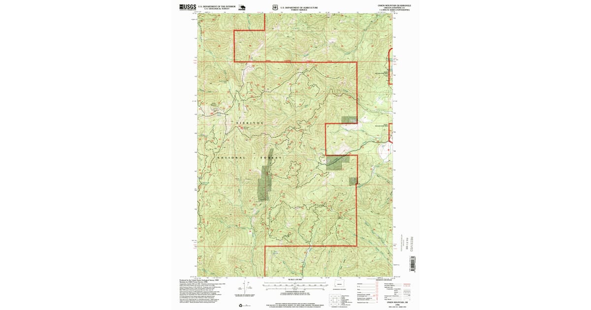 1996 Map of Onion Mountain, Josephine County, OR — High-Res | Pastmaps