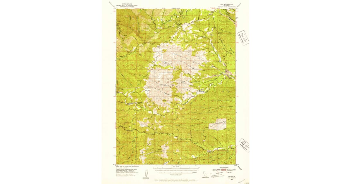 1952 Map of Ono, CA — High-Res | Pastmaps