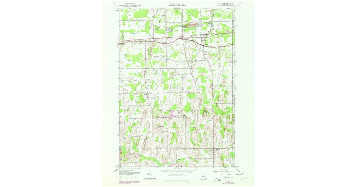 1952 Map of Ontario, Wayne County, NY — High-Res, 1978 Print | Pastmaps