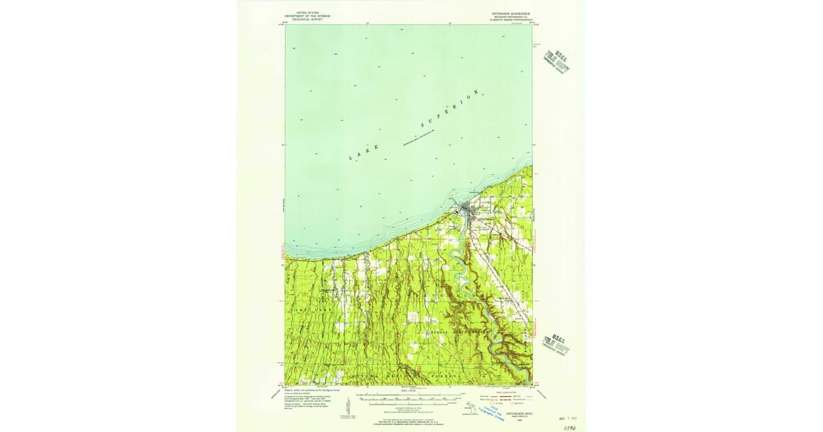1955 Map of Ontonagon, MI — High-Res | Pastmaps