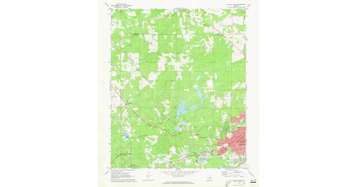 1971 Map of Opelika West, Lee County, AL — High-Res | Pastmaps