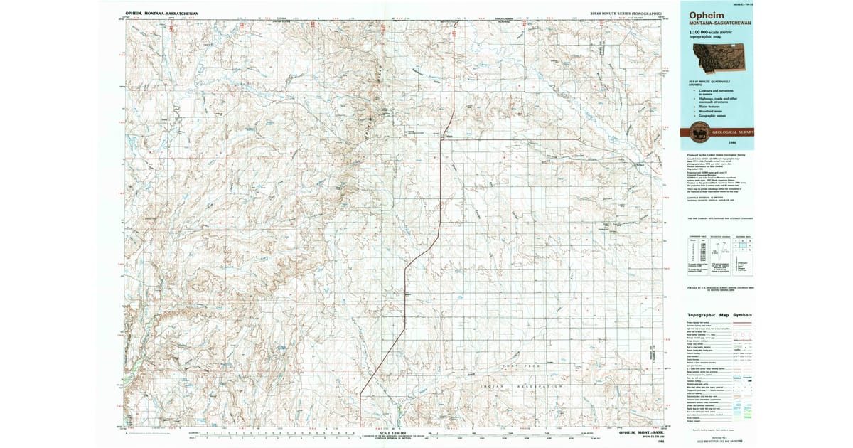 1984 Map of Opheim, MT — High-Res | Pastmaps