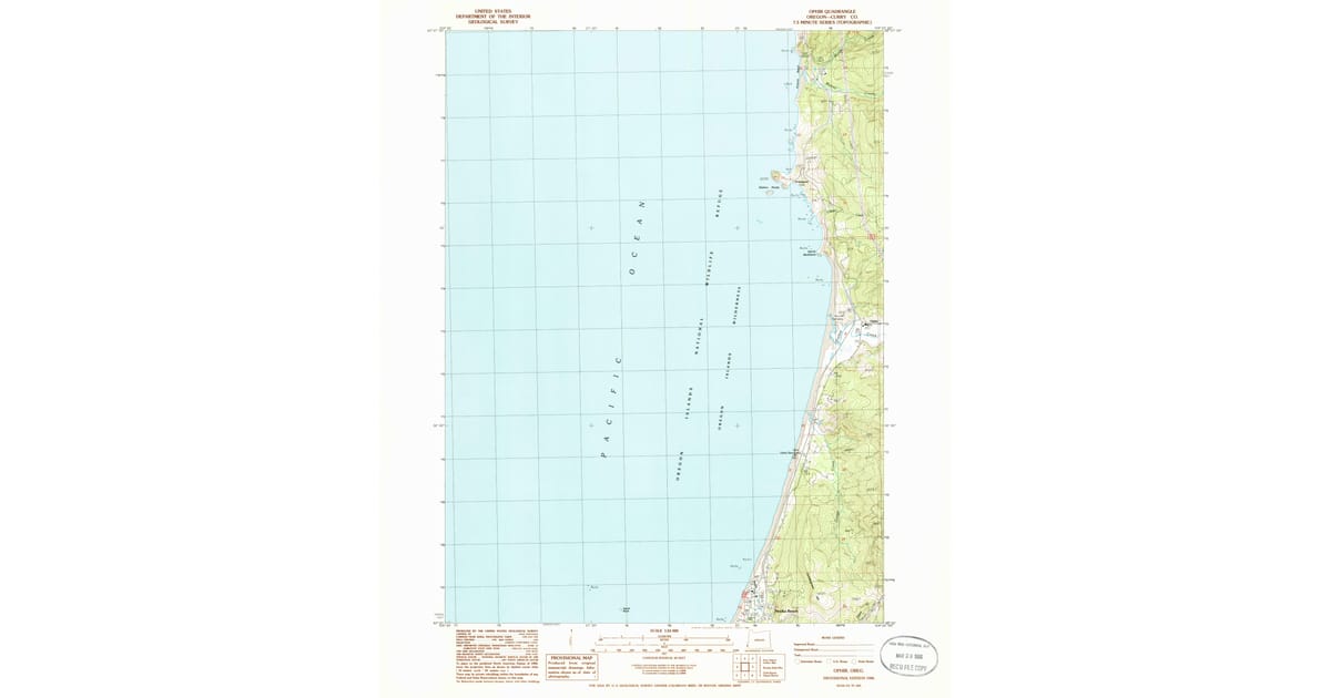 1986 Map of Ophir, Curry County, OR — High-Res | Pastmaps
