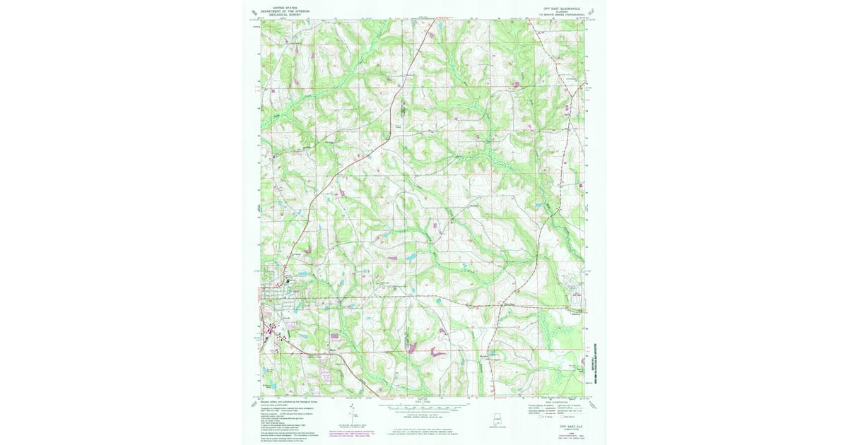 1968 Map of Opp East, Coffee County, AL — High-Res, 1986 Print | Pastmaps