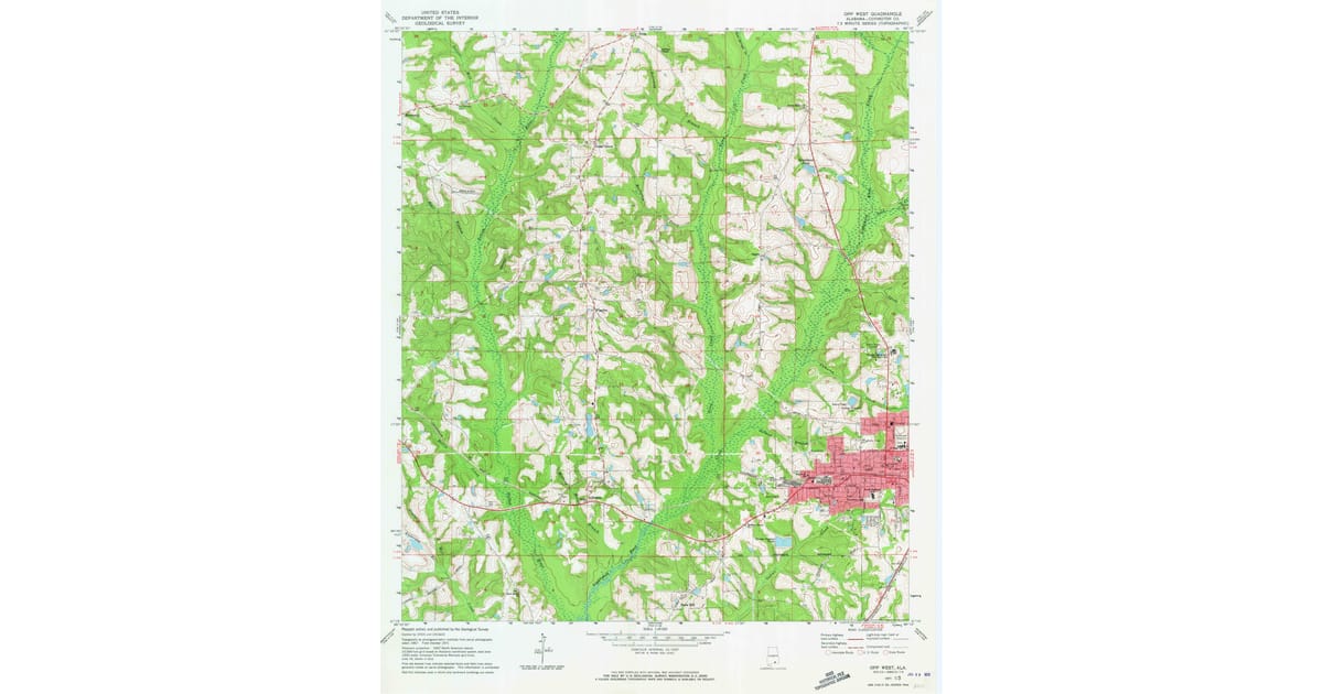 1971 Map of Opp West, Covington County, AL — High-Res | Pastmaps